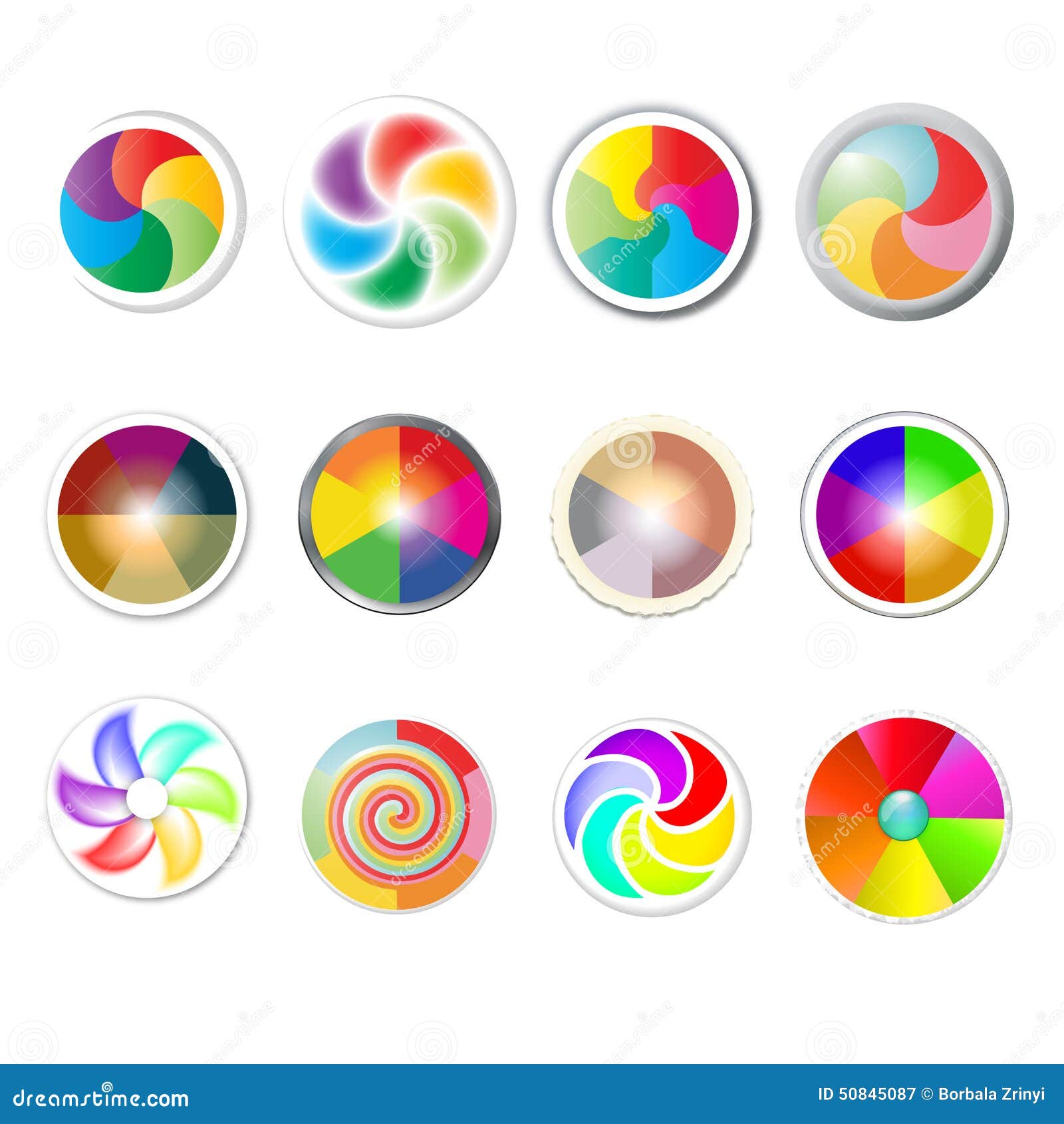 Rainbow Color Web Button Set Stock Vector - Illustration of graphic ...