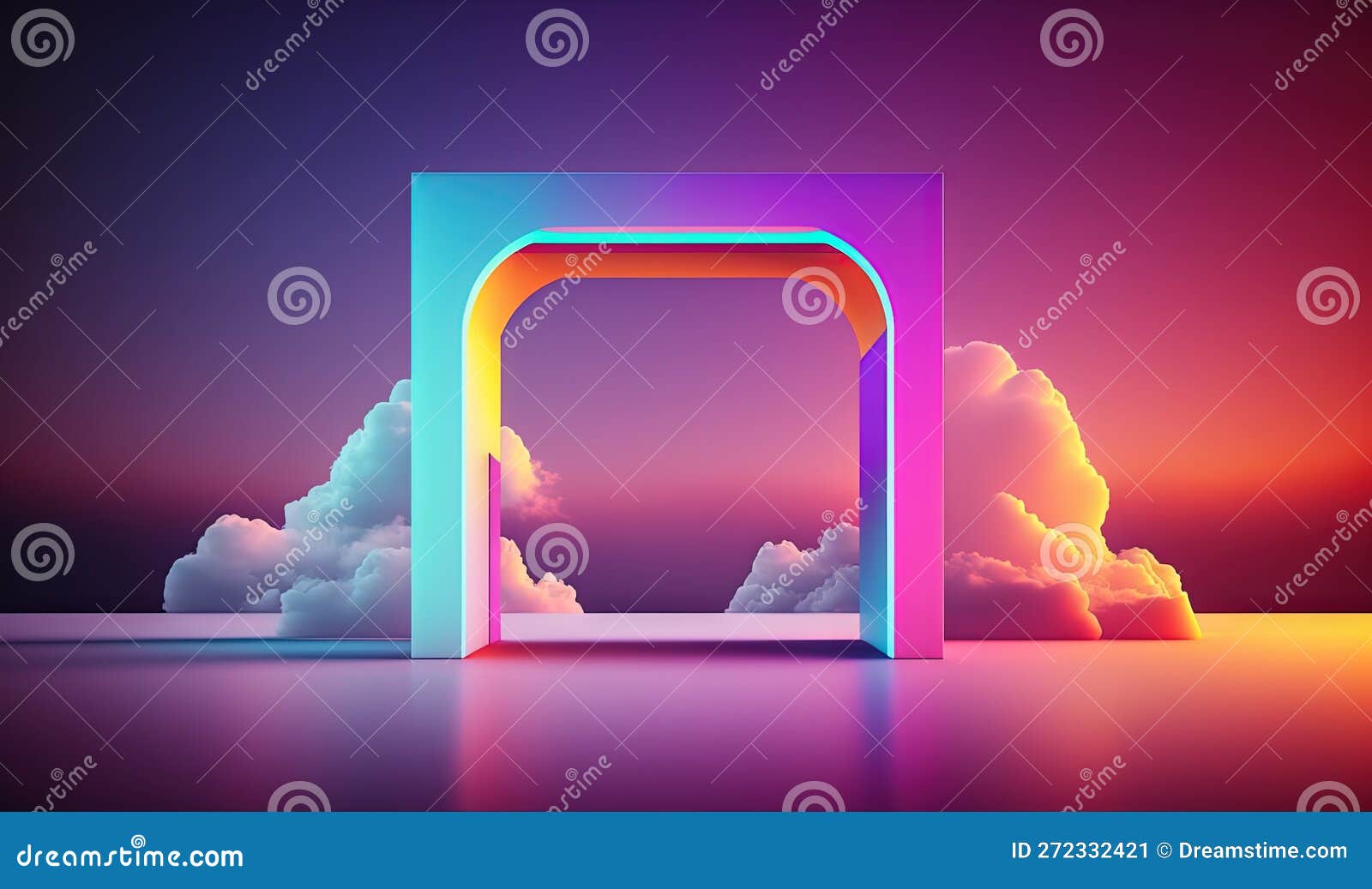 A Rainbow Colored Arch in the Middle of a Purple Sky Stock Illustration ...