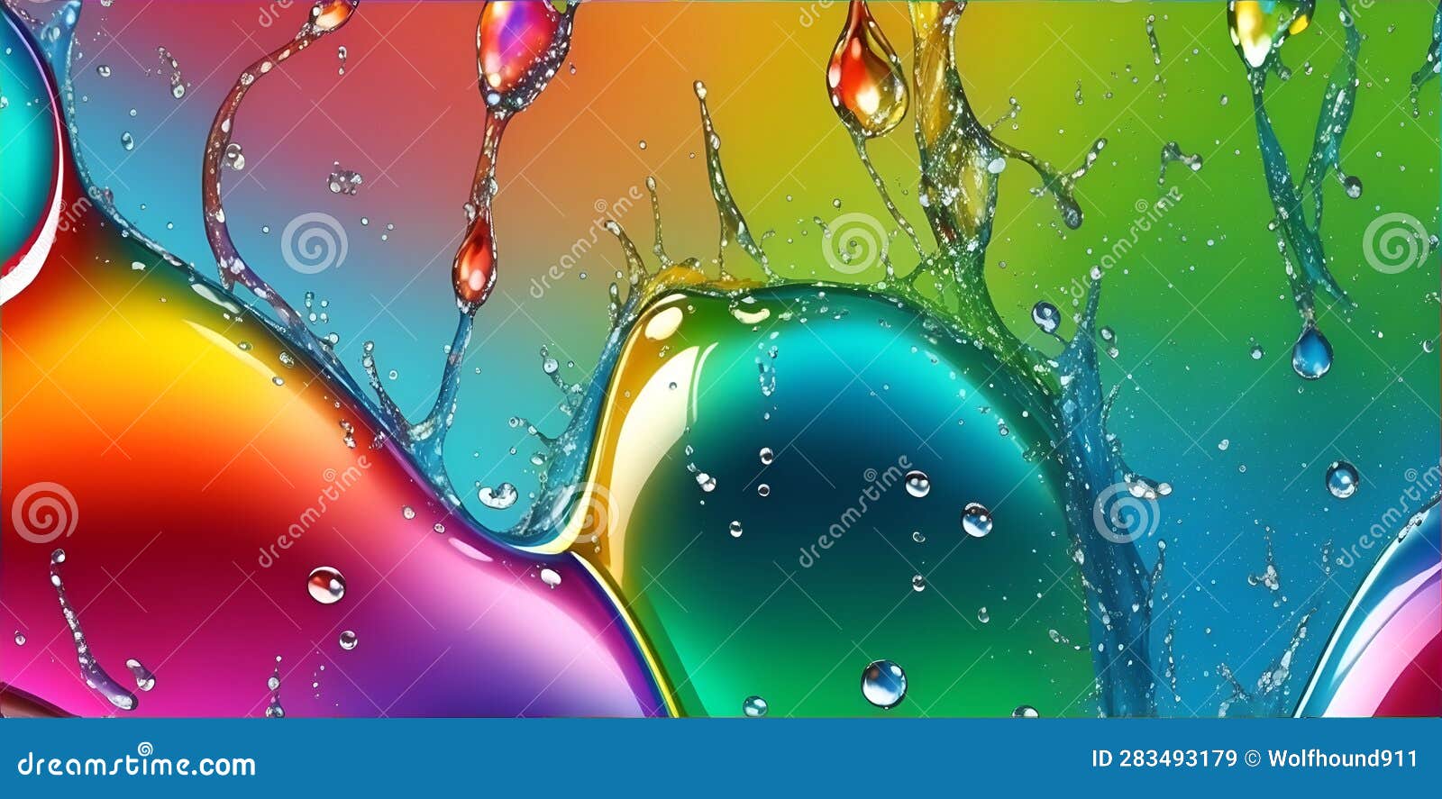 A Rainbow Colored Background with Water Drops. Generative AI Stock ...