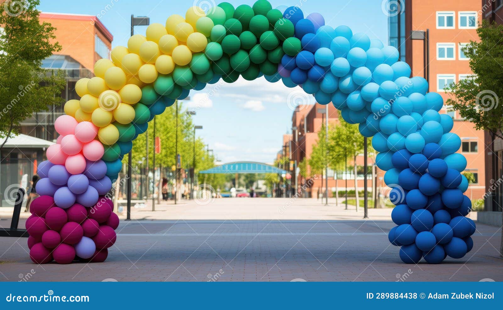 A Rainbow Colored Balloon Arch Stock Illustration - Illustration of ...