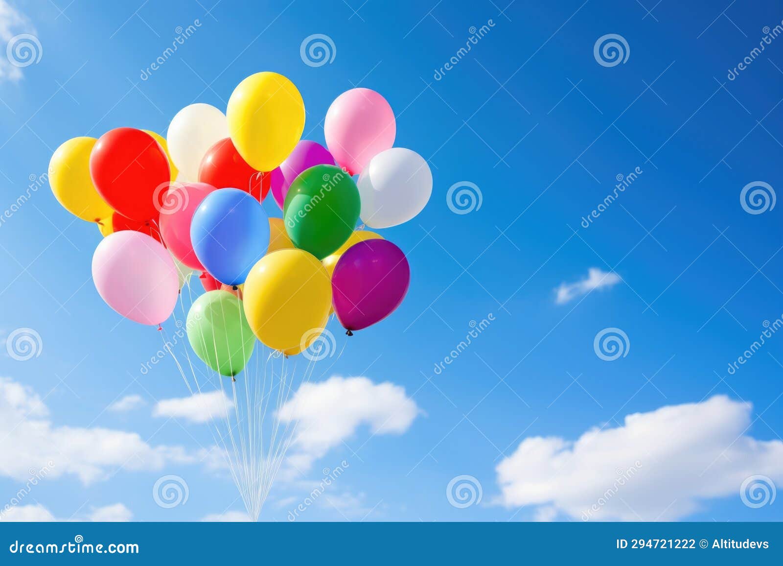Rainbow-colored Balloons Floating in the Sky Stock Photo - Image of ...