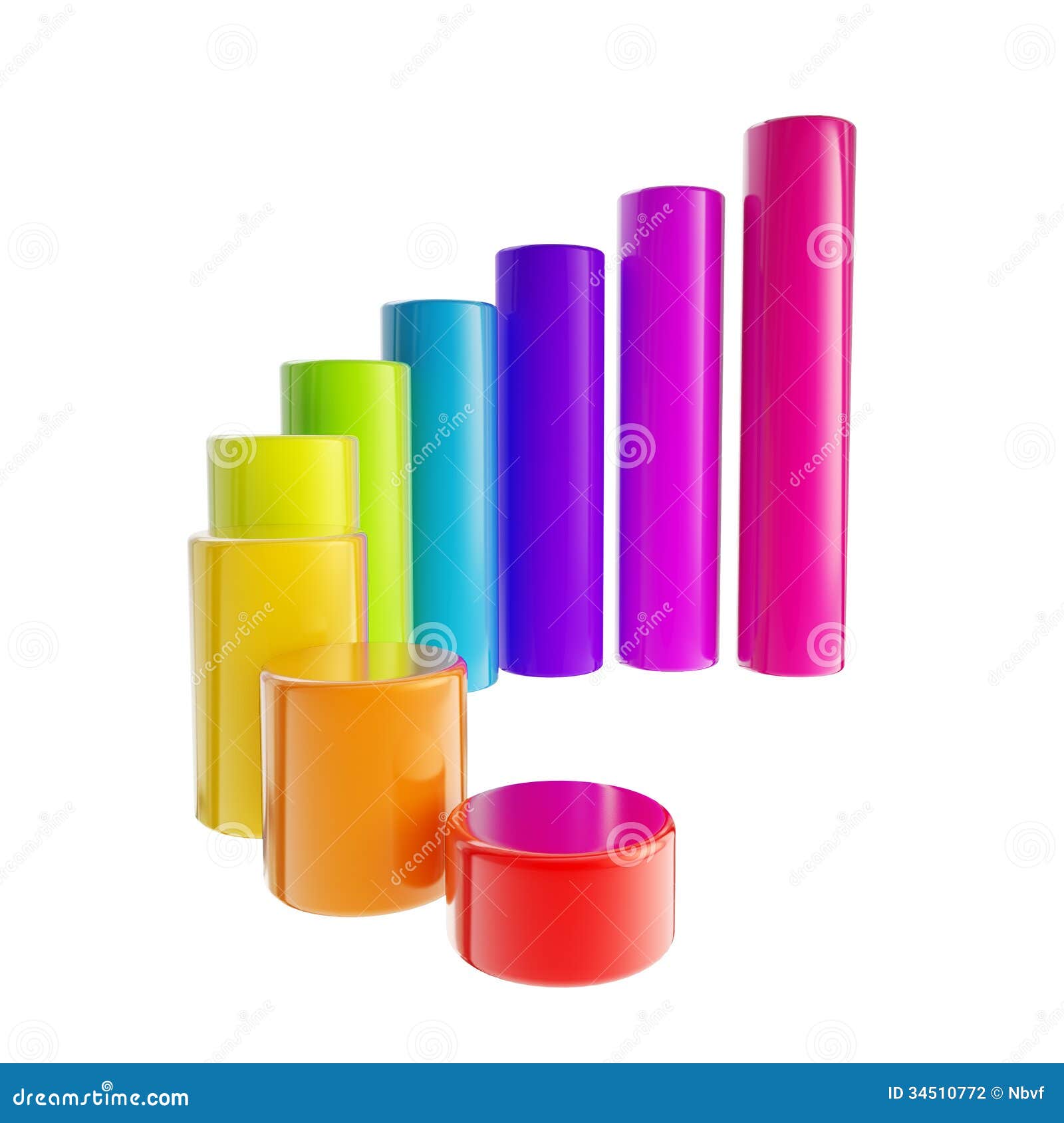Rainbow Colored Bar Graph, Glossy, Isolated Stock Illustration ...