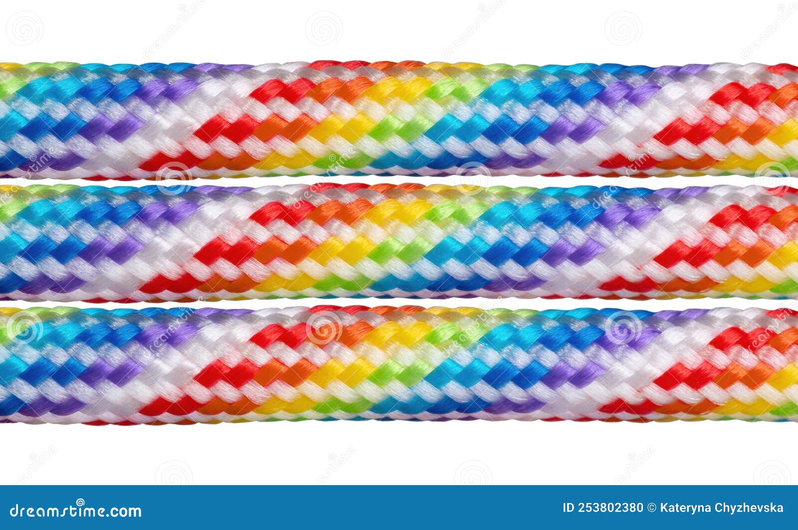 Rainbow Colored Braided Cords Isolated on White Stock Photo - Image of ...