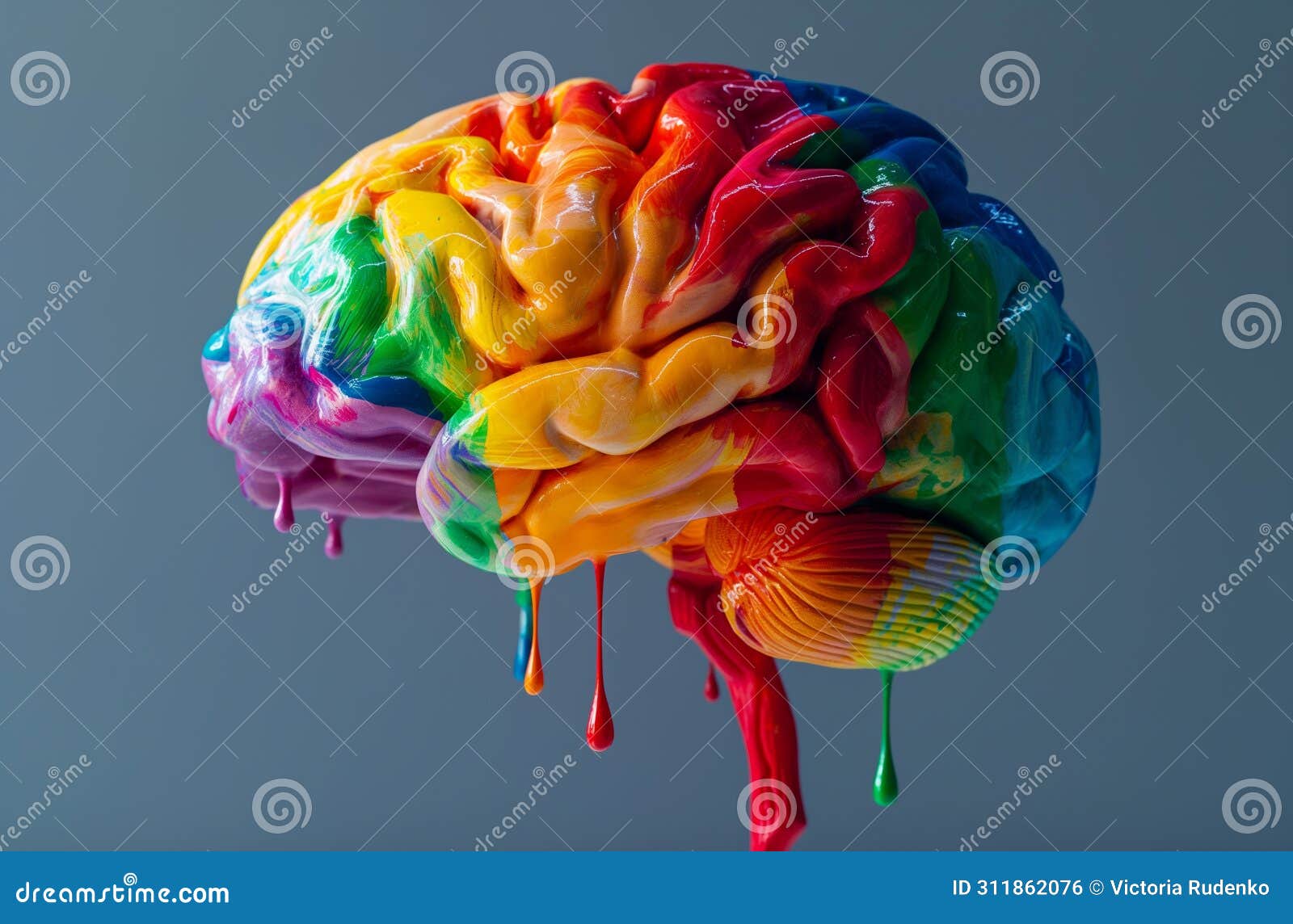 Rainbow Colored Brain Representation Stock Photo - Image of vibrant ...