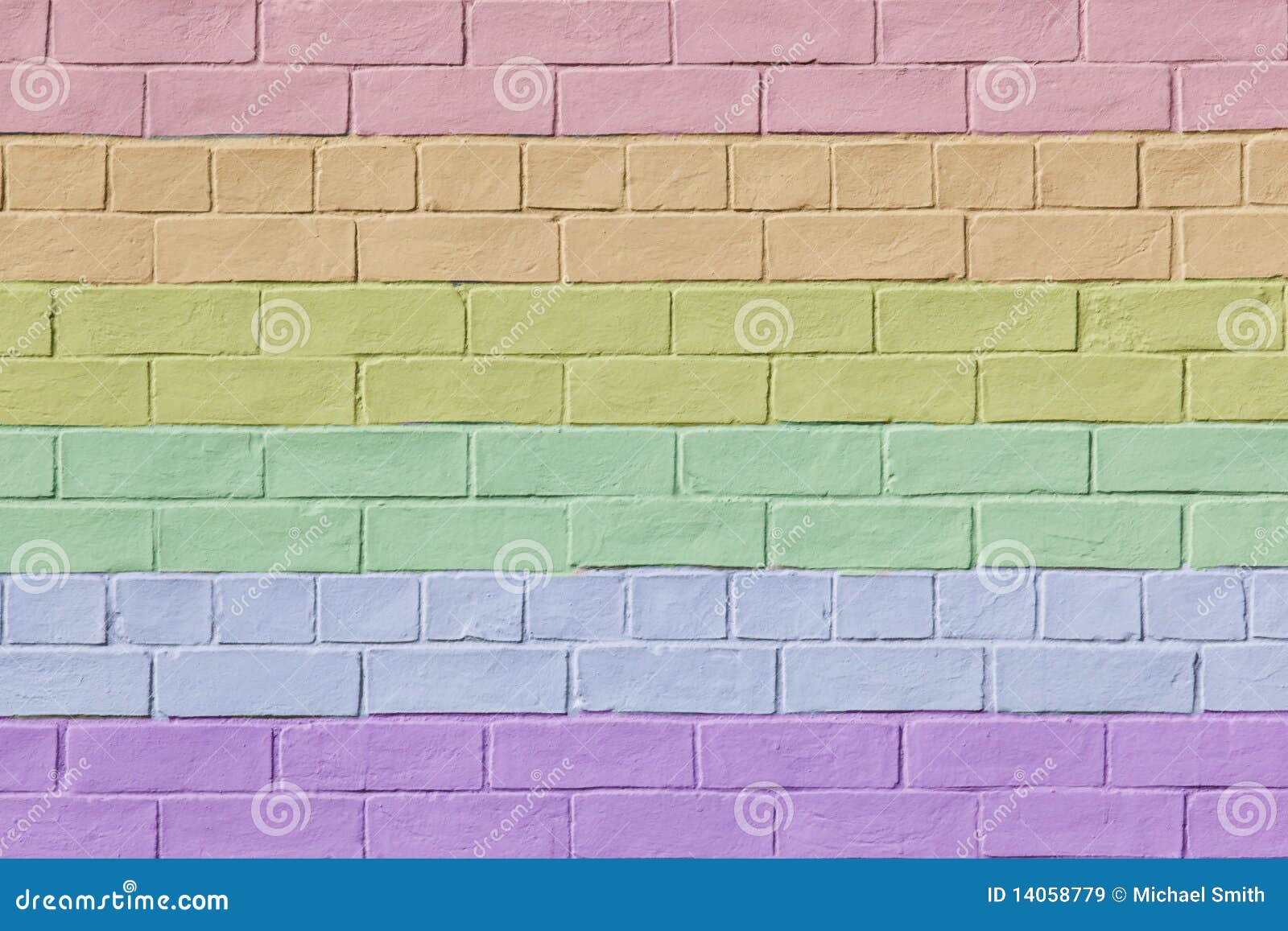 Rainbow colored brick wall stock image. Image of bright - 14058779