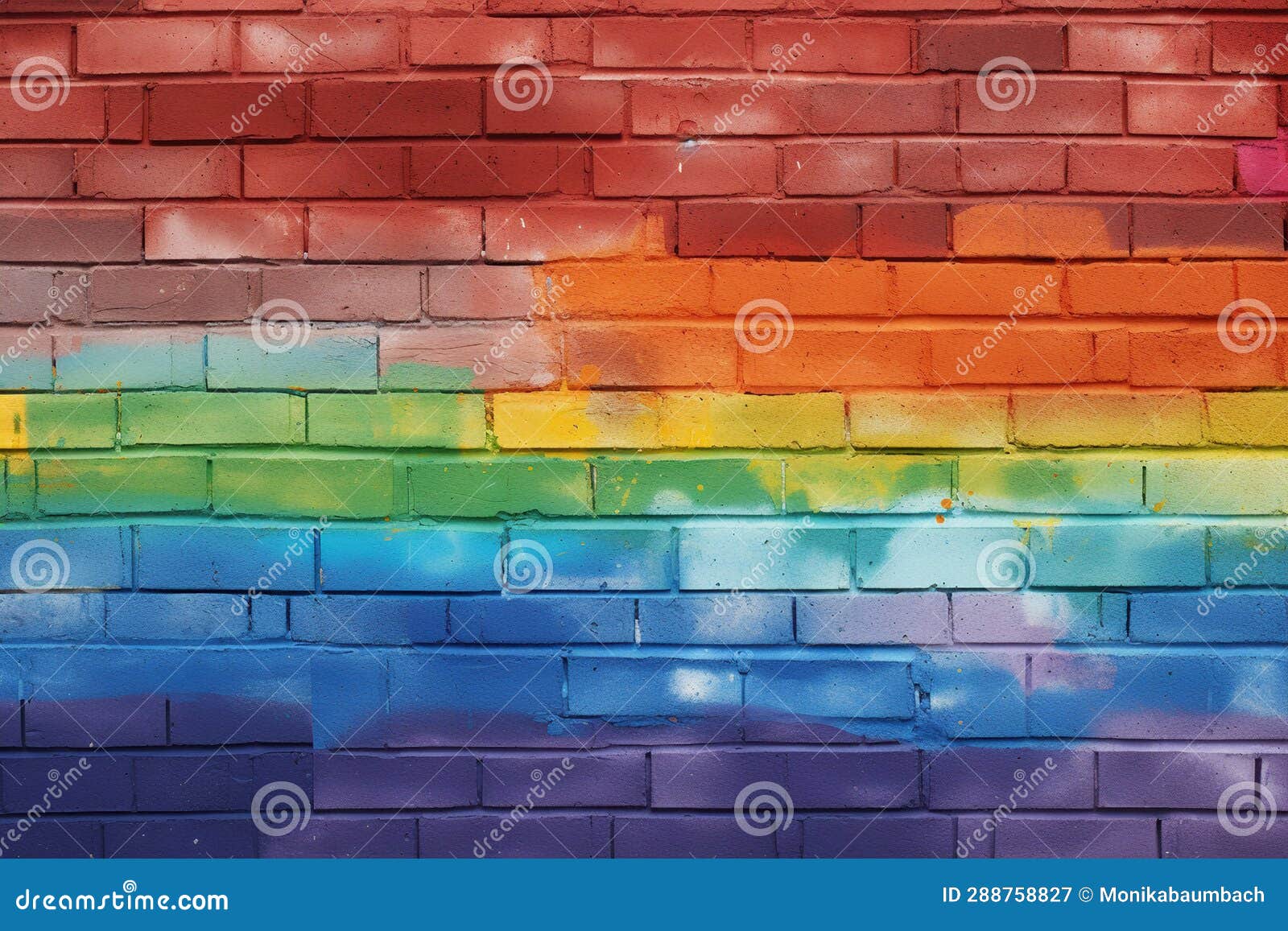 Rainbow Colored Brick Wall Background Stock Illustration - Illustration ...