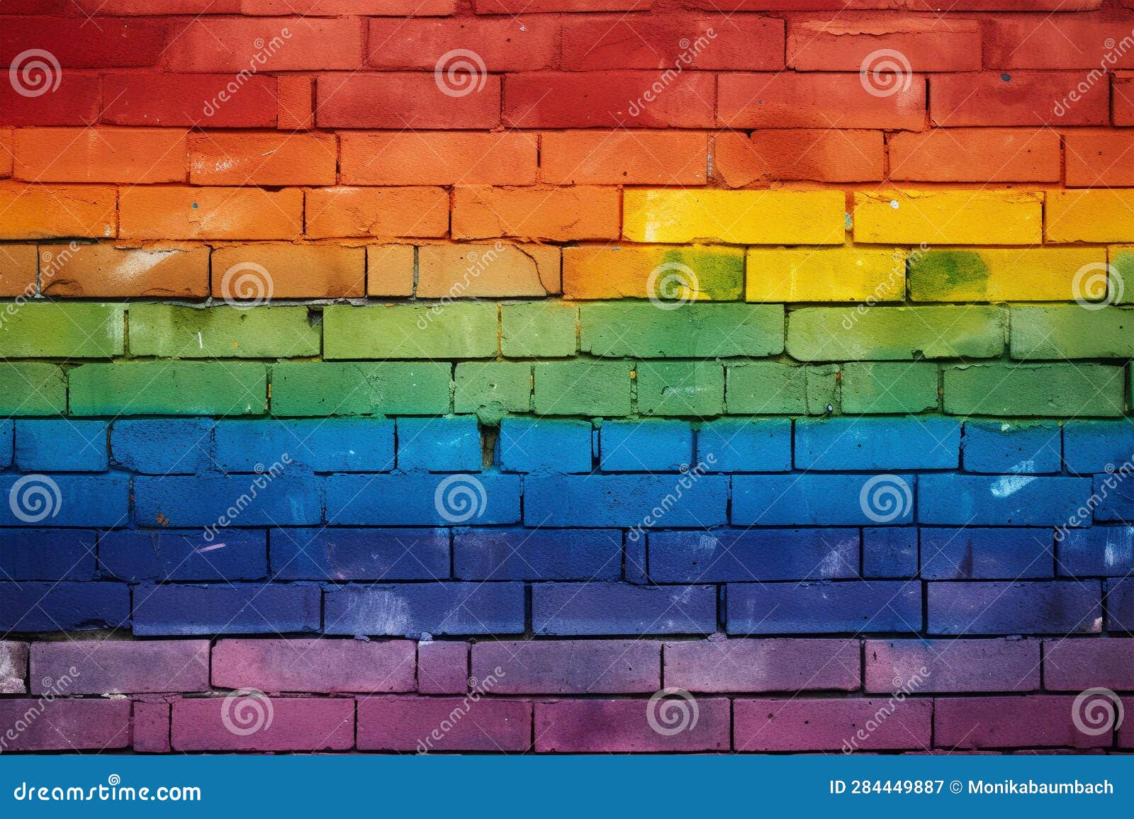 Rainbow Colored Brick Wall Background Stock Illustration - Illustration ...