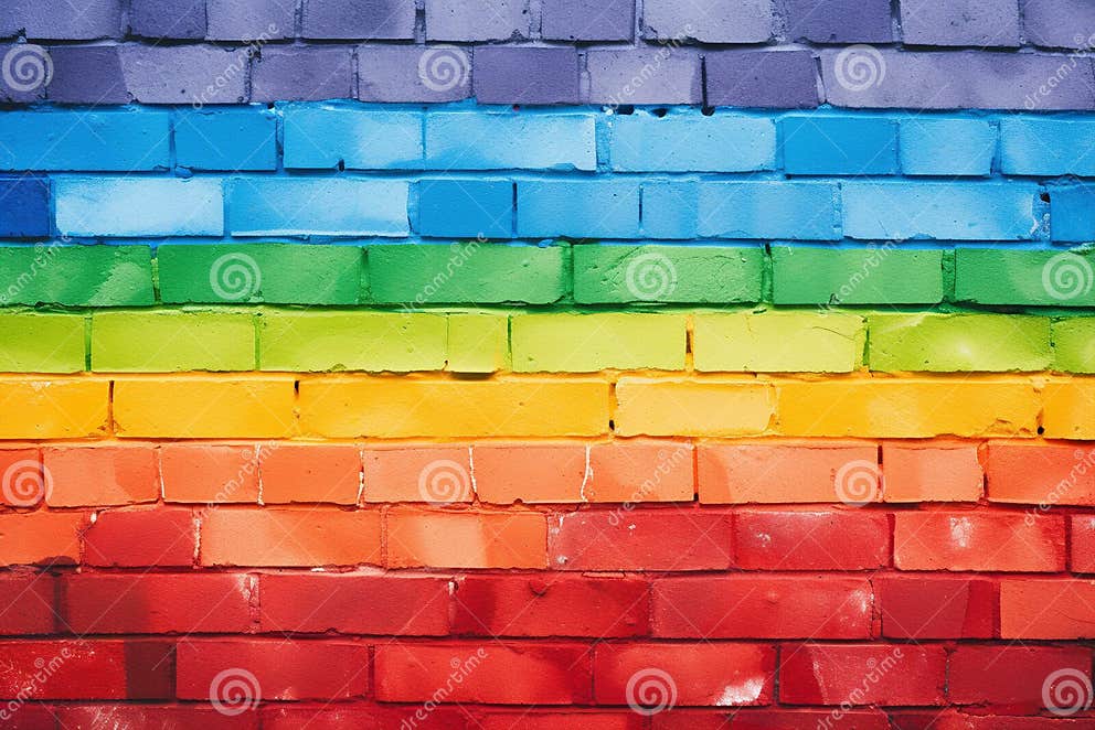 Rainbow Colored Brick Wall Background Stock Image - Image of wallpaper ...