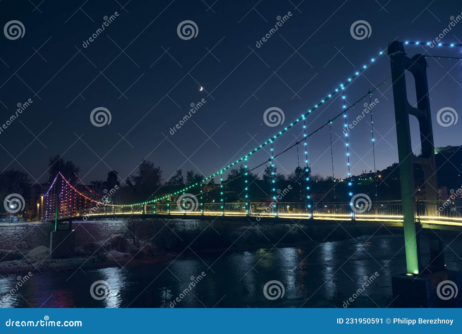 Rainbow Colored Bridge Illumination Stock Image - Image of light ...
