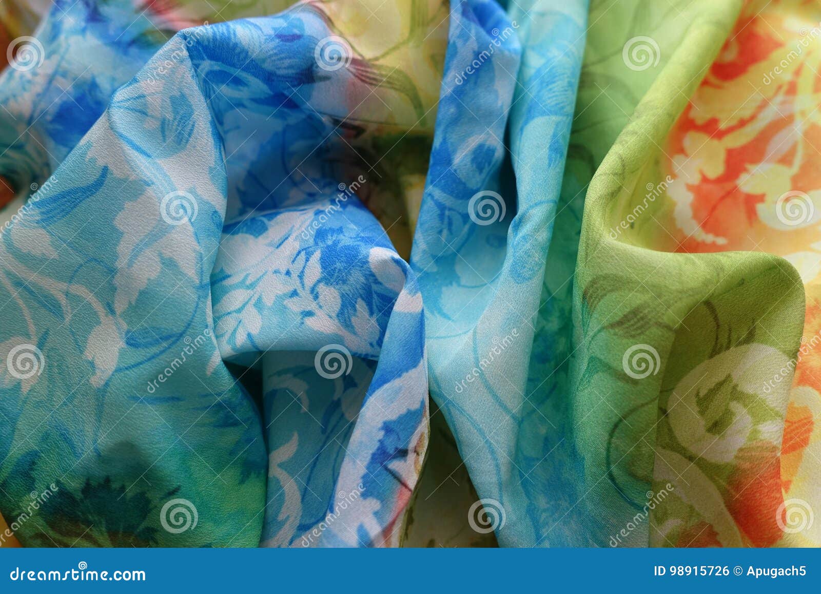 Rainbow Colored Bright Folded Chiffon Fabric Stock Photo - Image of ...