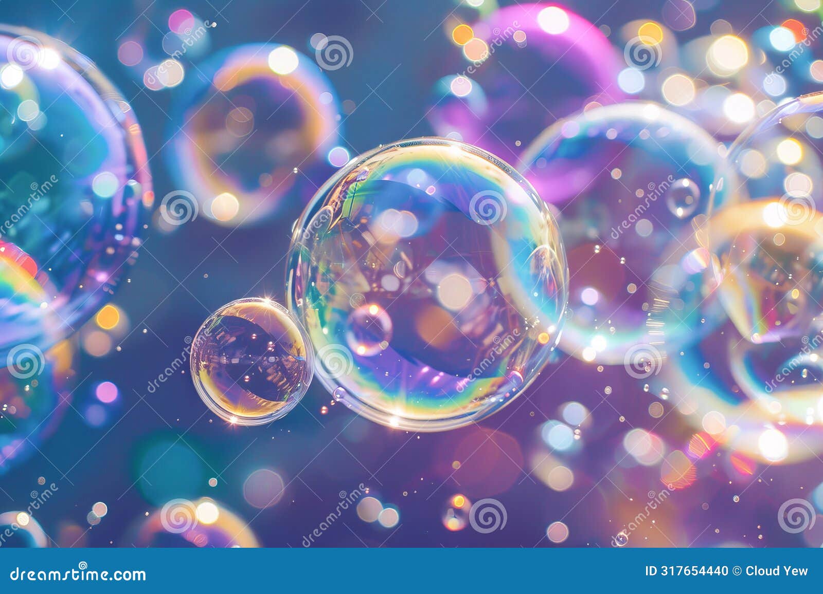 Rainbow-colored Bubbles Transparently Floating in the Air Stock ...