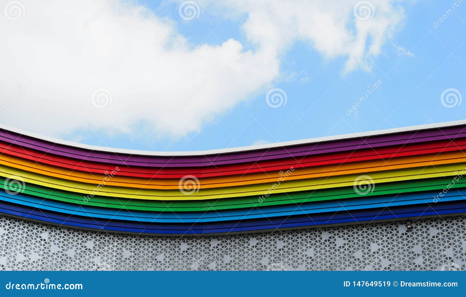 Rainbow colored building stock image. Image of design - 147649519