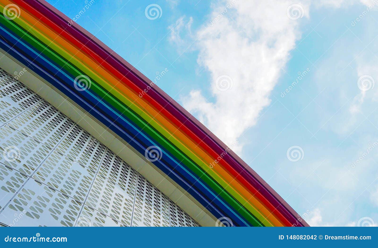 Rainbow colored building stock photo. Image of beautiful - 148082042