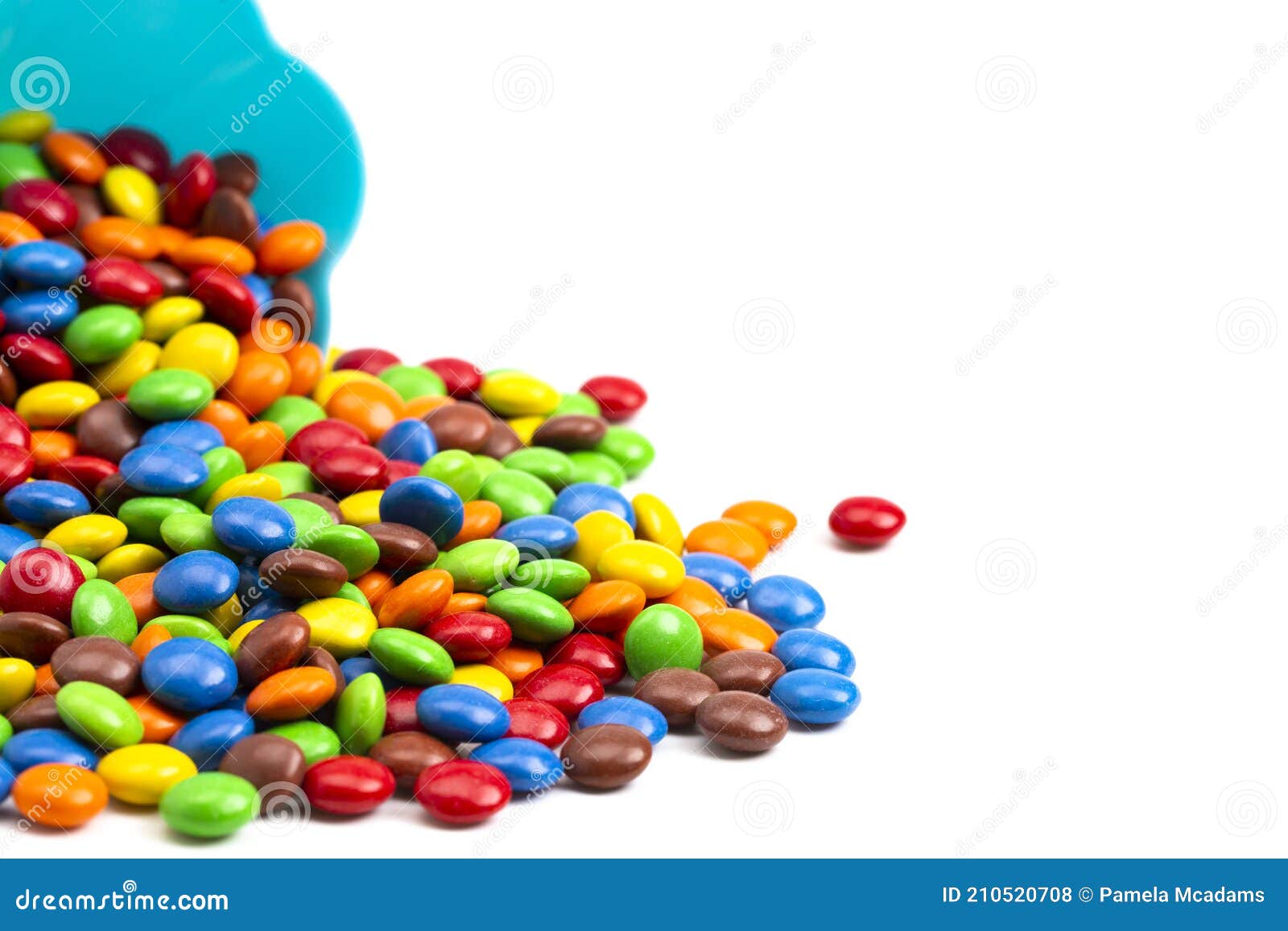 Rainbow Colored Candy Coated Chocolate Buttons in a Fun Blue Bowl ...