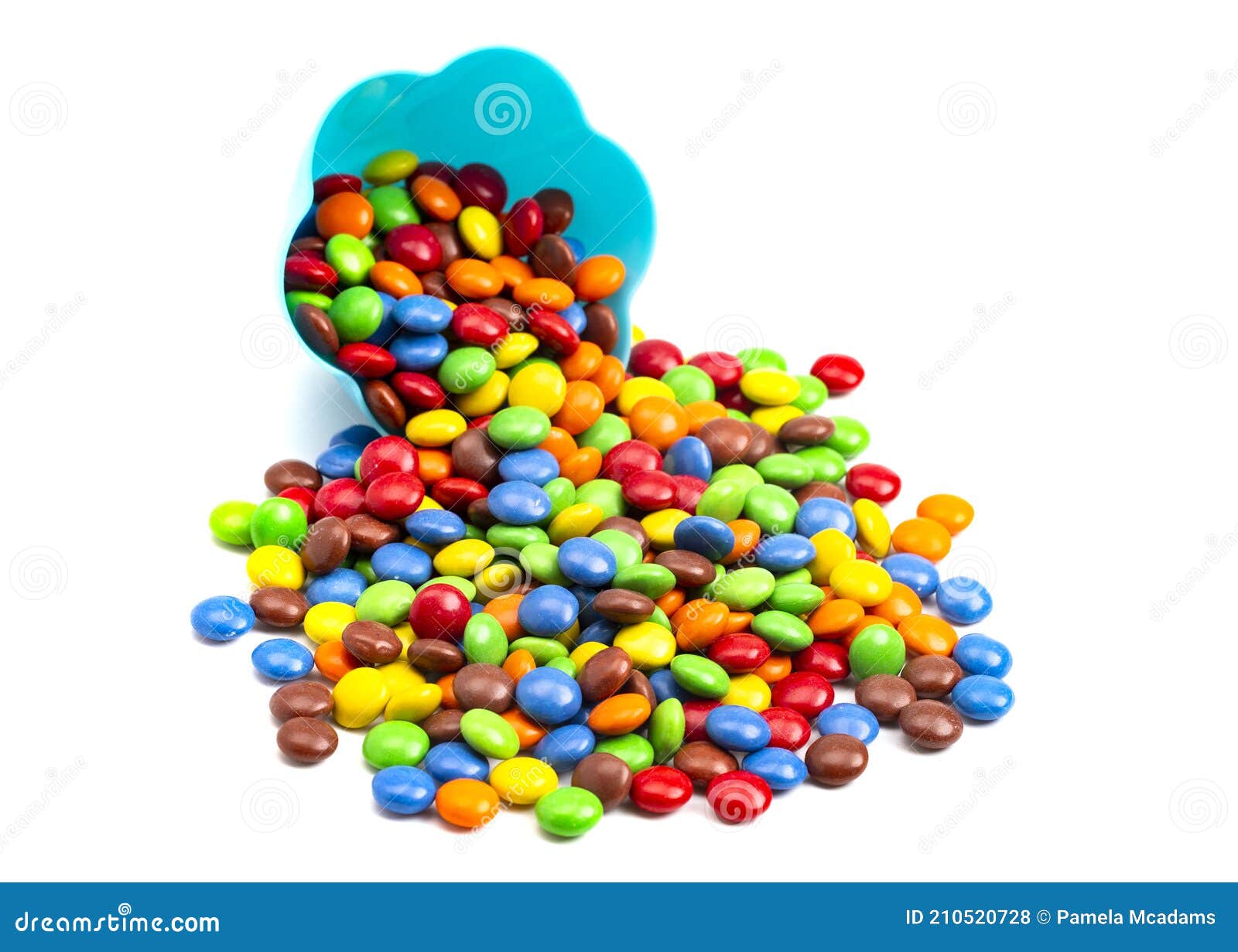 Rainbow Colored Candy Coated Chocolate Buttons in a Fun Blue Bowl ...