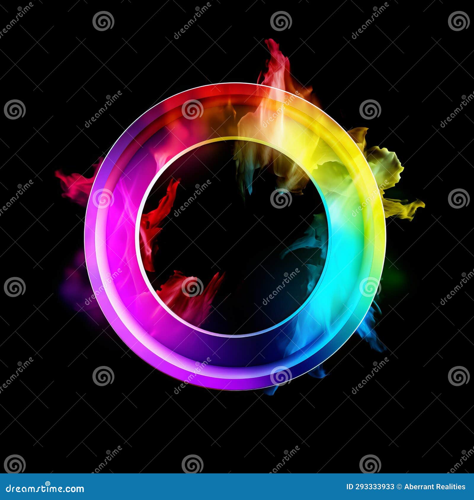 A Rainbow Colored Circle on a Black Background Stock Illustration ...