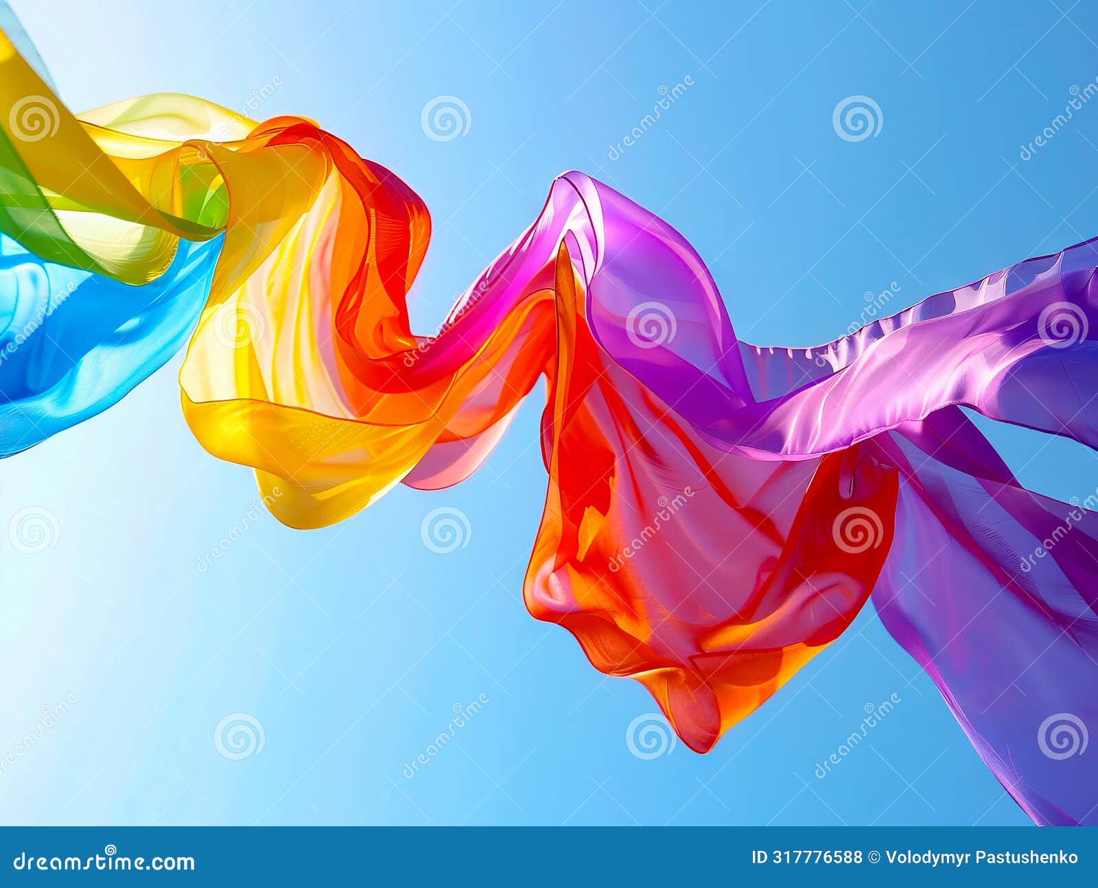 A Rainbow Colored Cloth is Flying in the Air Stock Photo - Image of ...