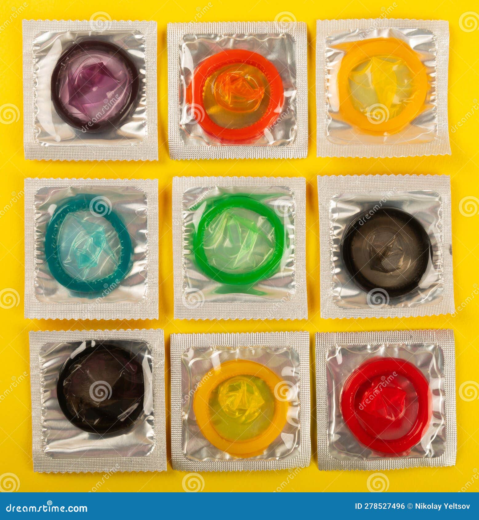 Rainbow of Colored Condoms on Background. Stock Photo - Image of ...
