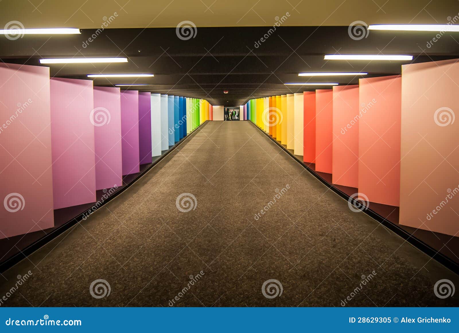 Rainbow colored corridor stock image. Image of doorway - 28629305