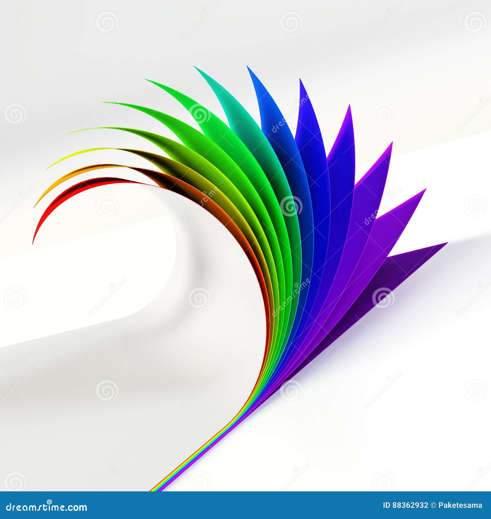 Rainbow Colored Curled Document Corner Side View Stock Illustration ...