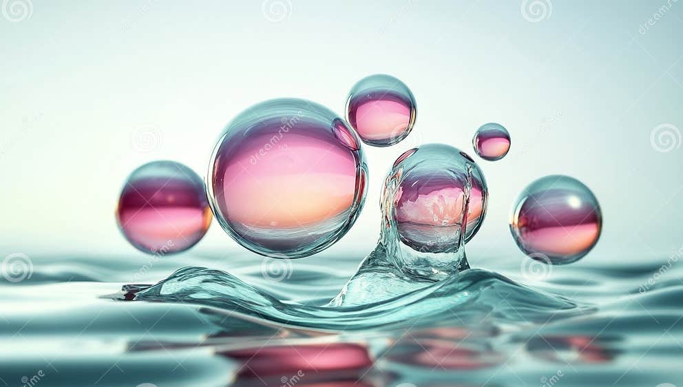 Rainbow-colored 3D Bubbles, Floating Translucently Against a Soft ...