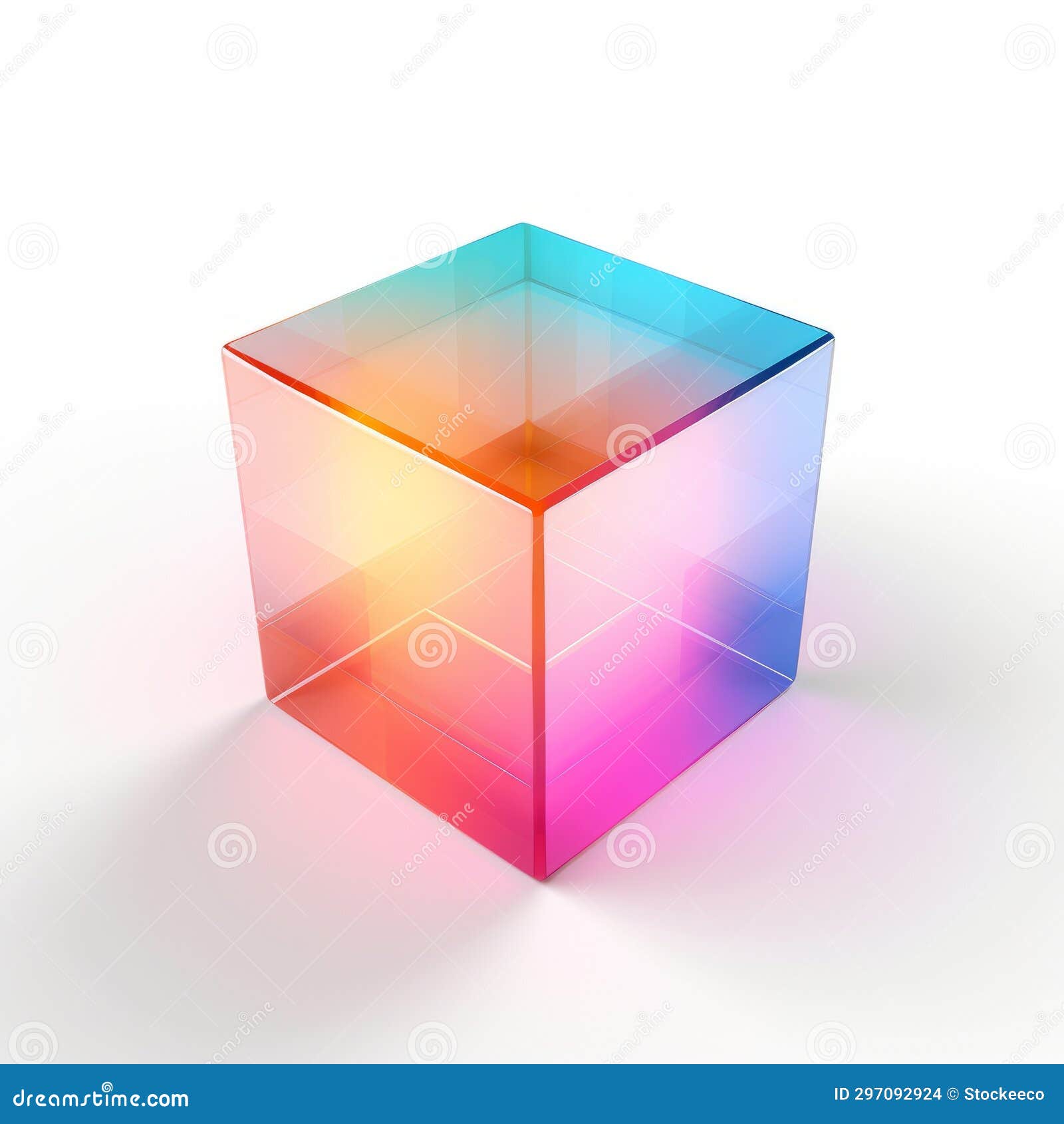 Colorful Plexiglass Cube on White Surface: Illusory Gradient Design ...