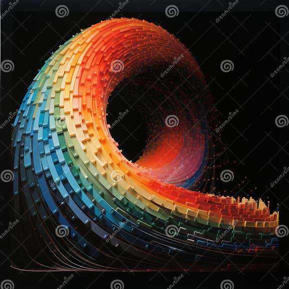 A Rainbow Colored 3d Spiral Shape on Black Background Generative AI ...