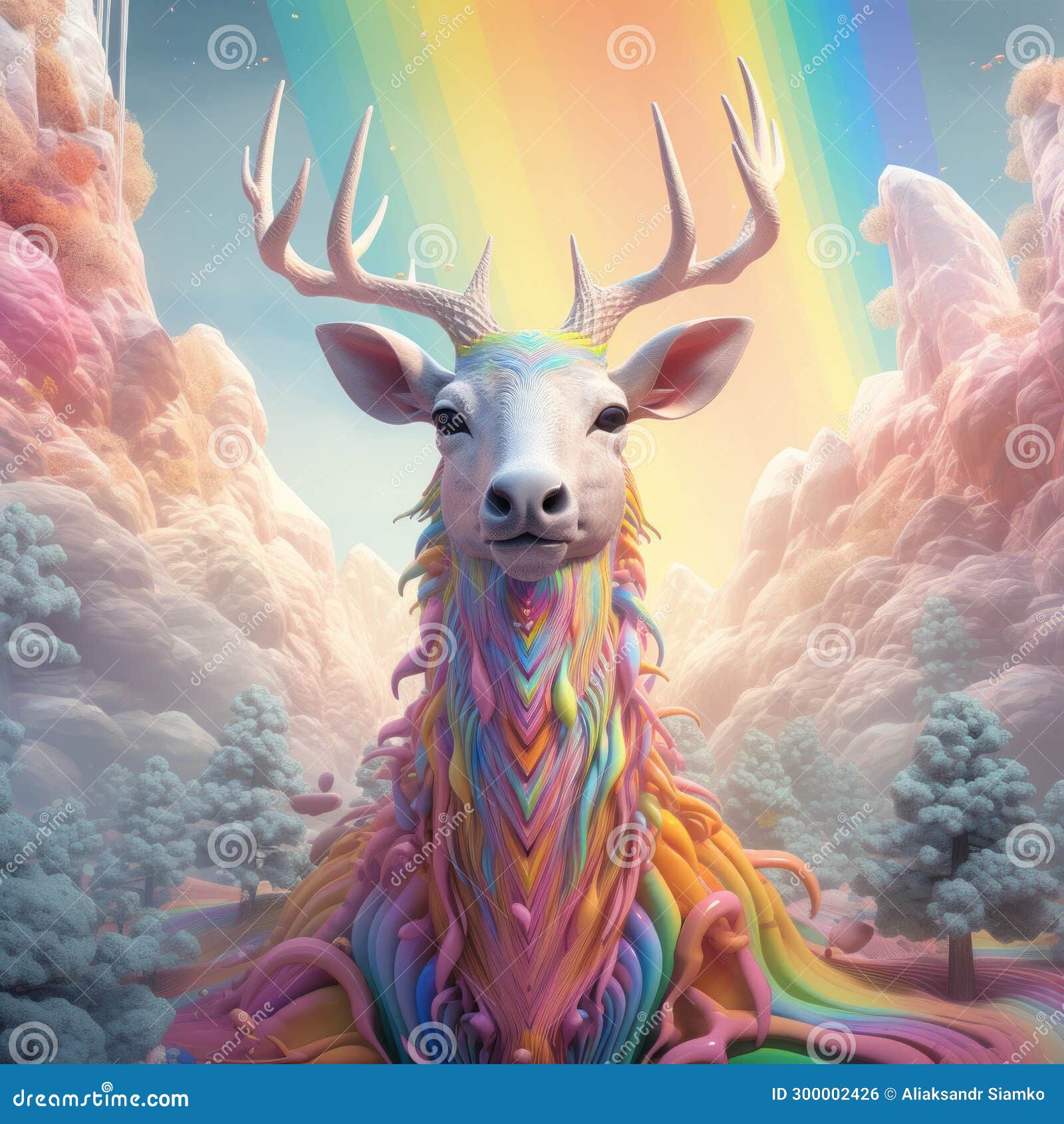A Rainbow Colored Deer with Antlers Stock Photo - Image of spirit, horn ...