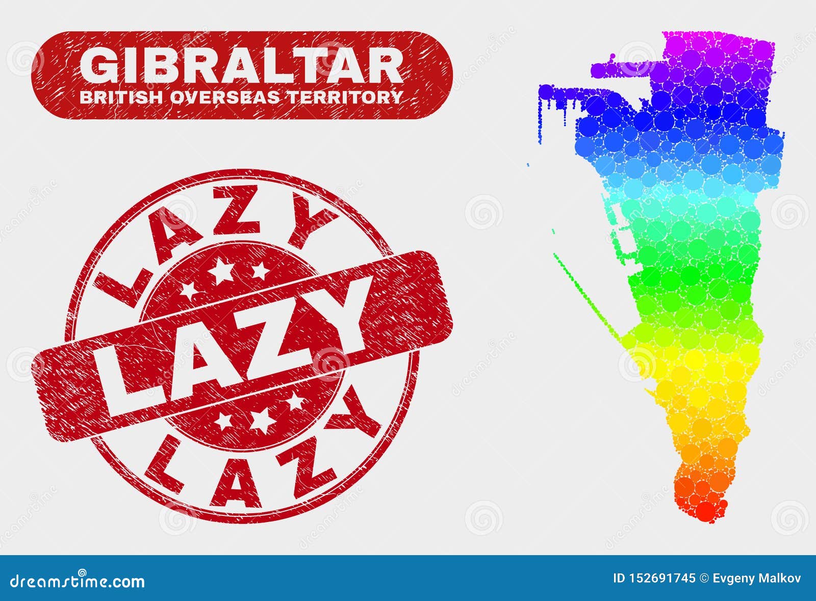 Colored Mosaic Gibraltar Map and Distress Lazy Watermark Stock Vector ...