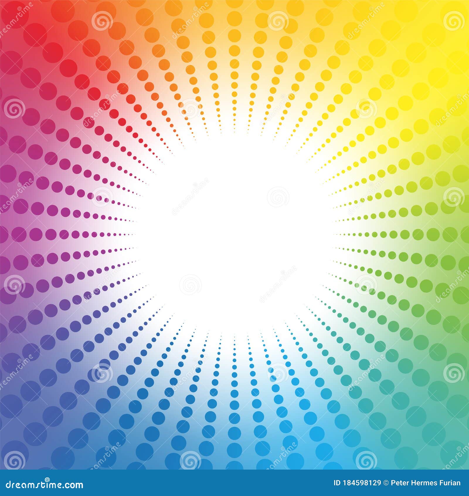 Rainbow Colored Dot Pattern Background White Center Stock Vector ...