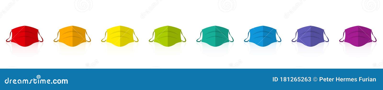 Rainbow Colored Face Masks Colorful Medical Mask Set Stock Vector ...