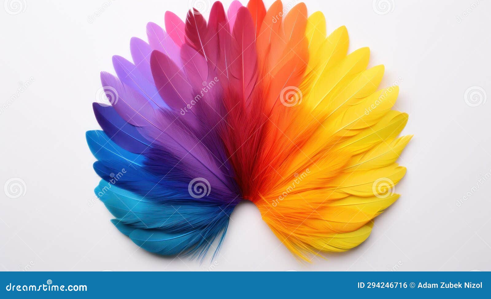 A Rainbow Colored Feathers Fan Stock Illustration - Illustration of ...