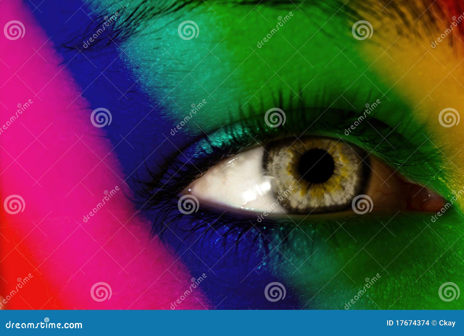 Rainbow Colored Female Face Stock Photo - Image of human, eyelashes ...