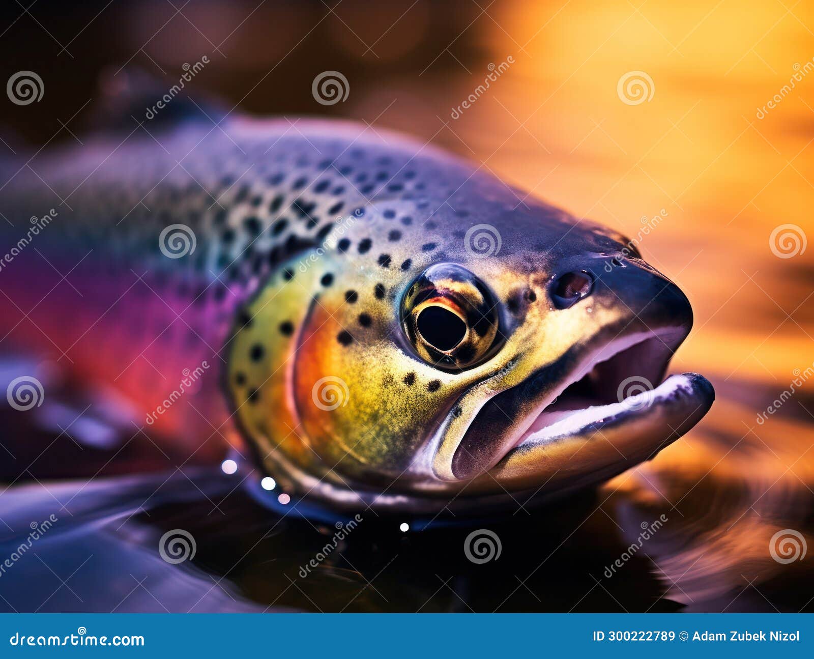 A Rainbow Colored Fish with Its Mouth Open Stock Illustration ...