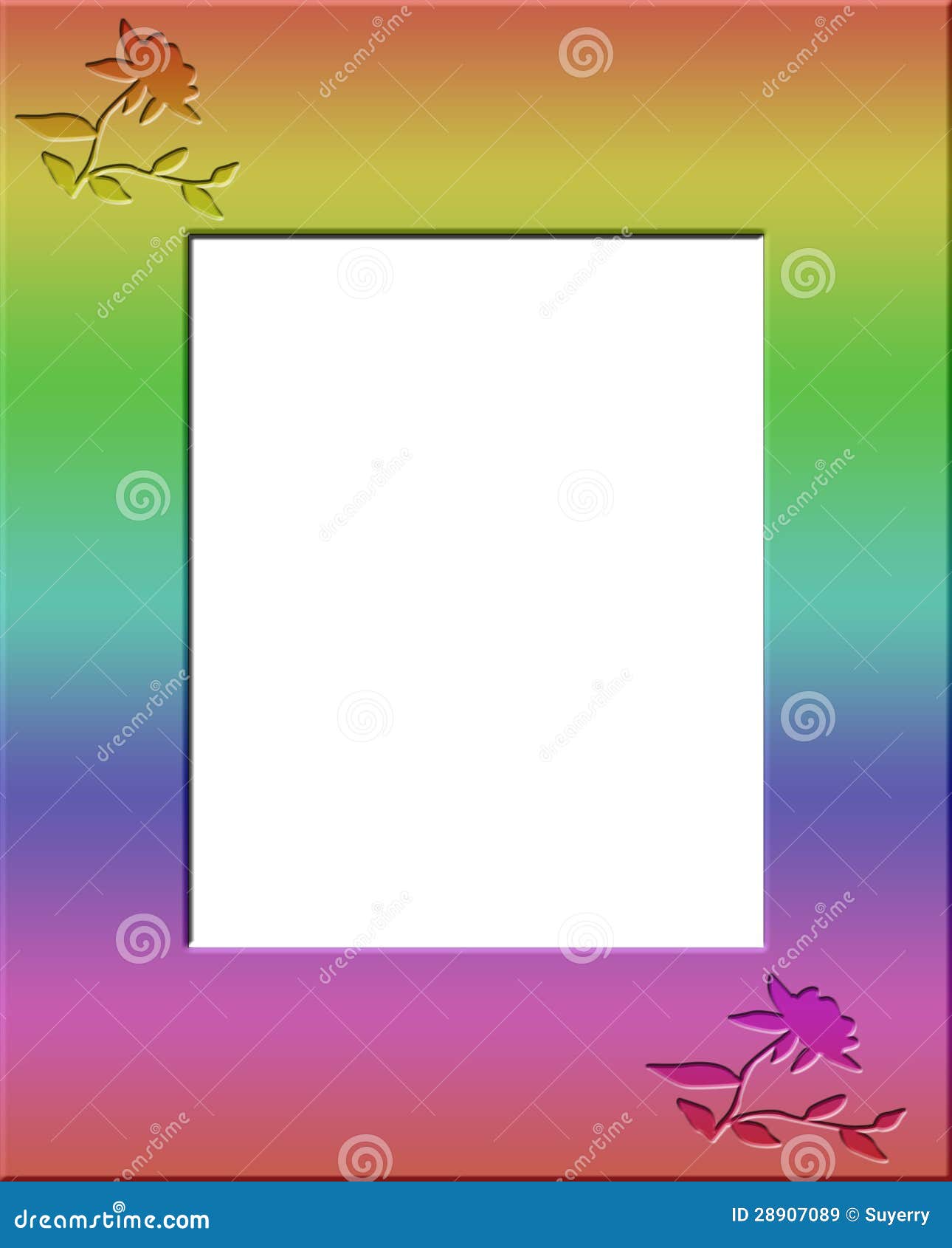 Rainbow Colored Floral Frame Border Stock Image - Illustration of ...
