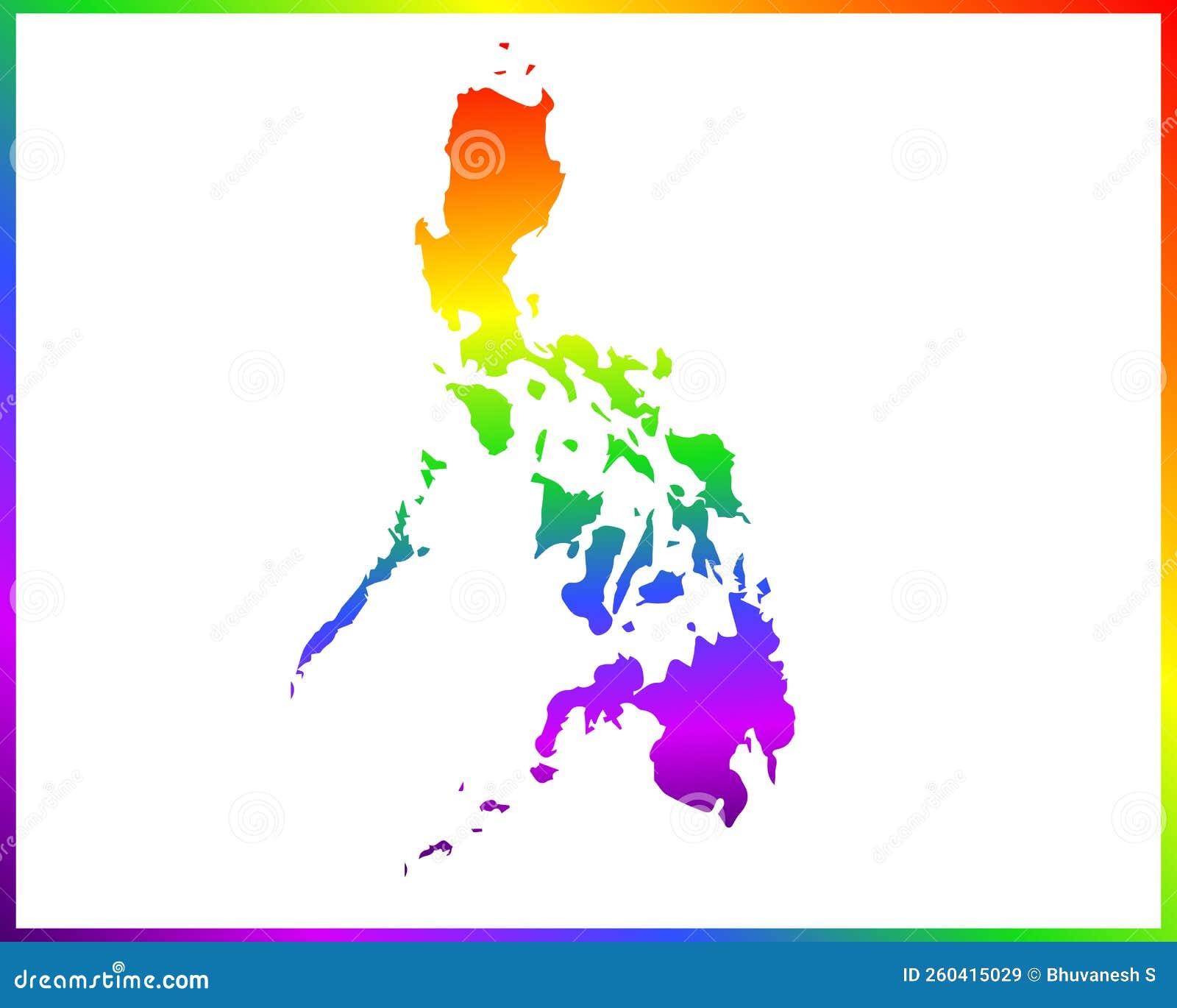 Rainbow Colored Gradient Map of Country Philippines Isolated on White ...