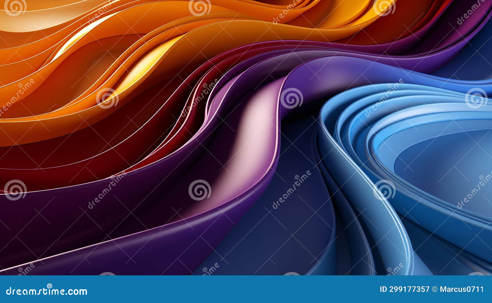 Rainbow-colored Graphic Representation of Symmetrical Flowing Waves ...