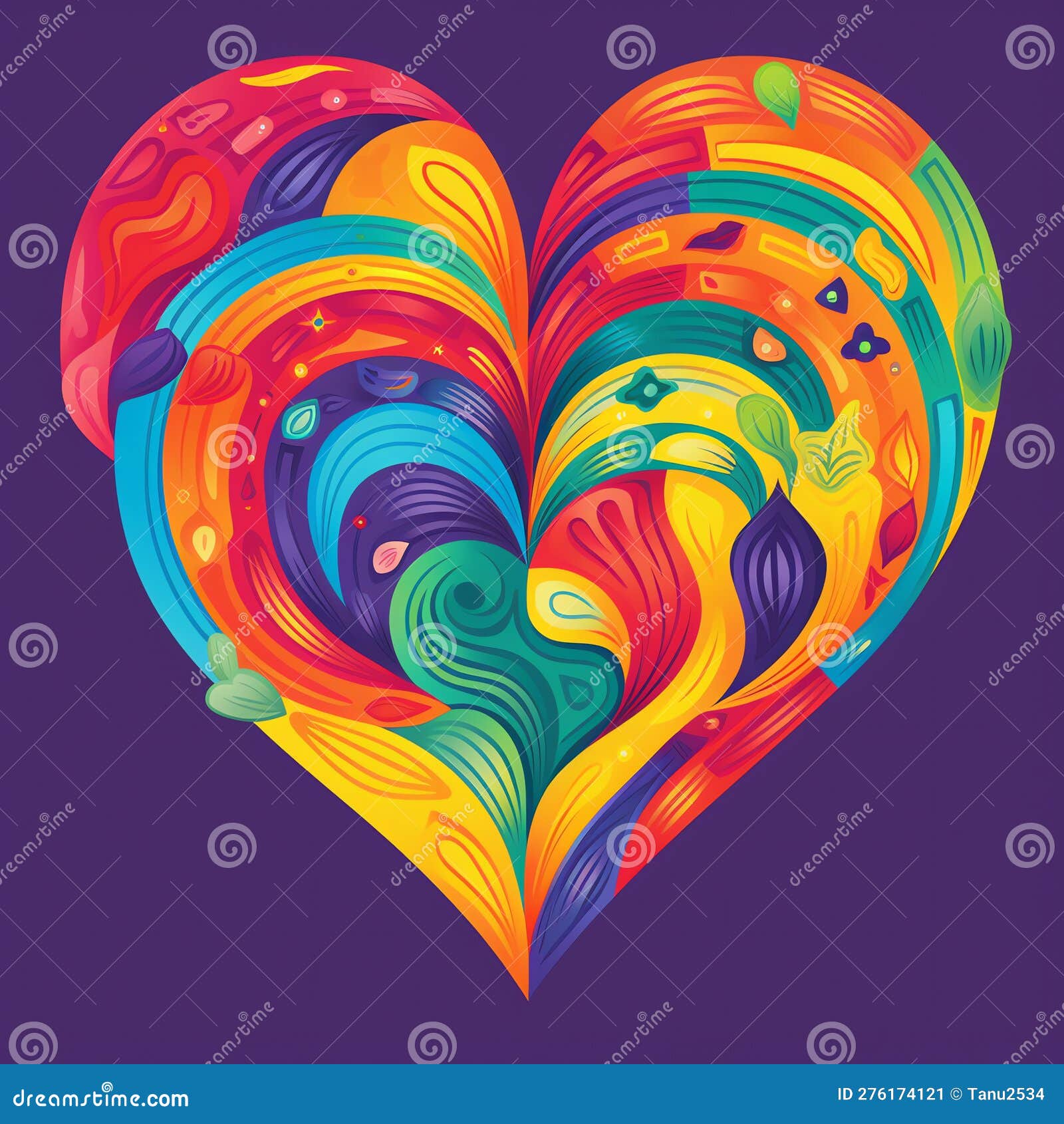Rainbow-colored Heart: a Flat-style Heart Illustration, with Each ...