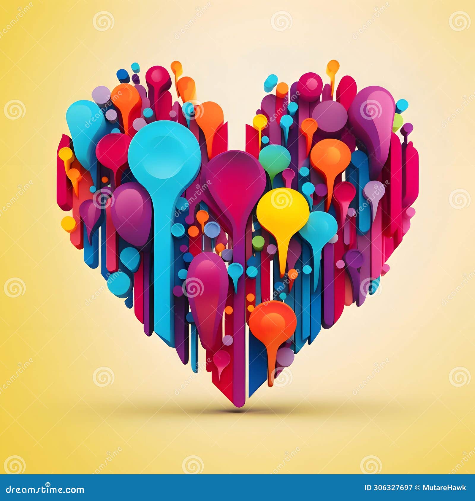Rainbow Colored Heart-shaped Balloons Abstract Composition. Heart As a ...