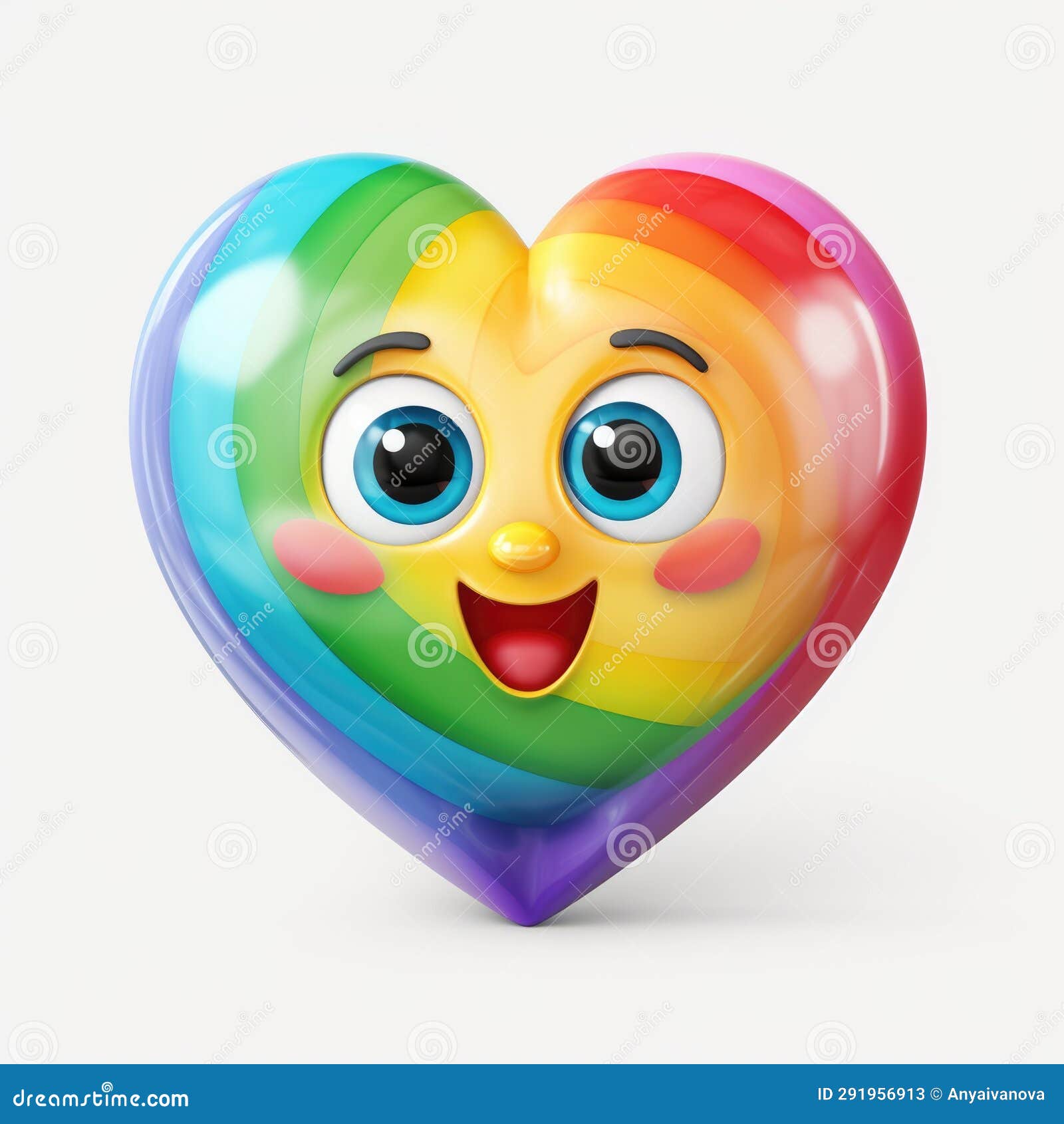 A Rainbow Colored Heart with a Smiling Face. Rainbow Sticker. Stock ...