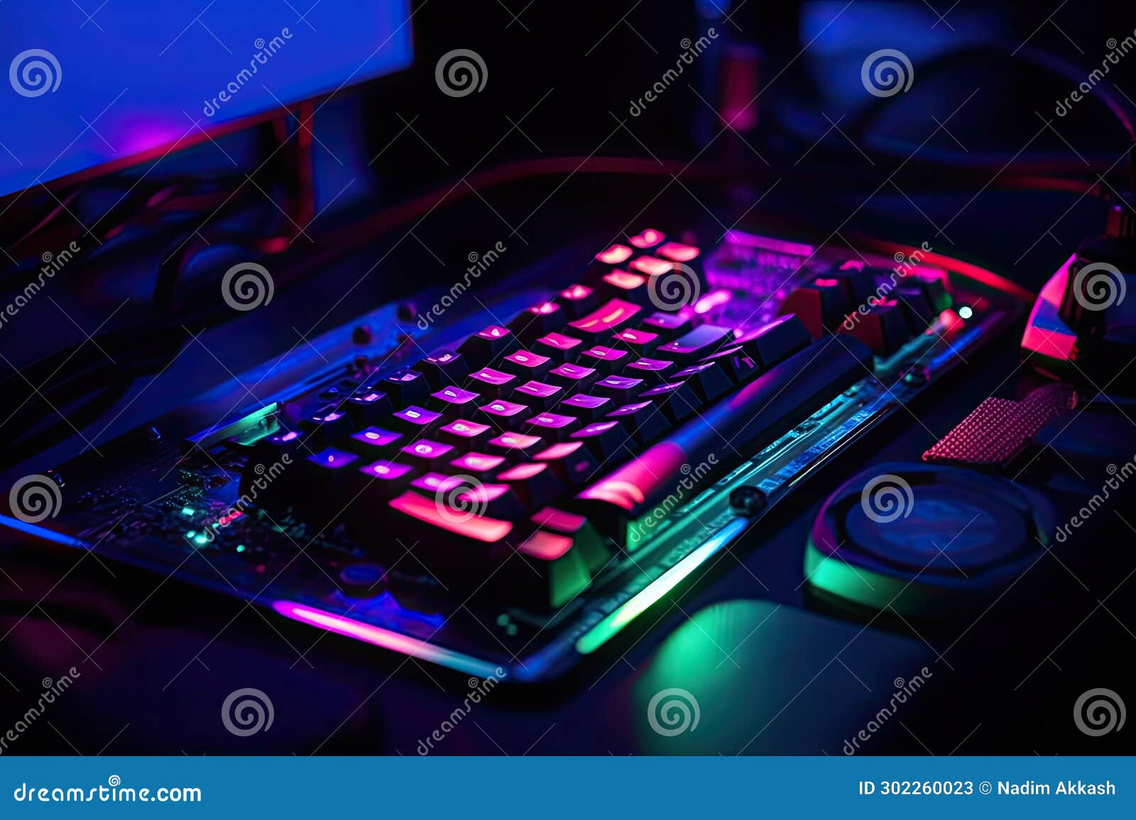 Rainbow Colored Illumination Gaming Computer Stock Image - Image of ...