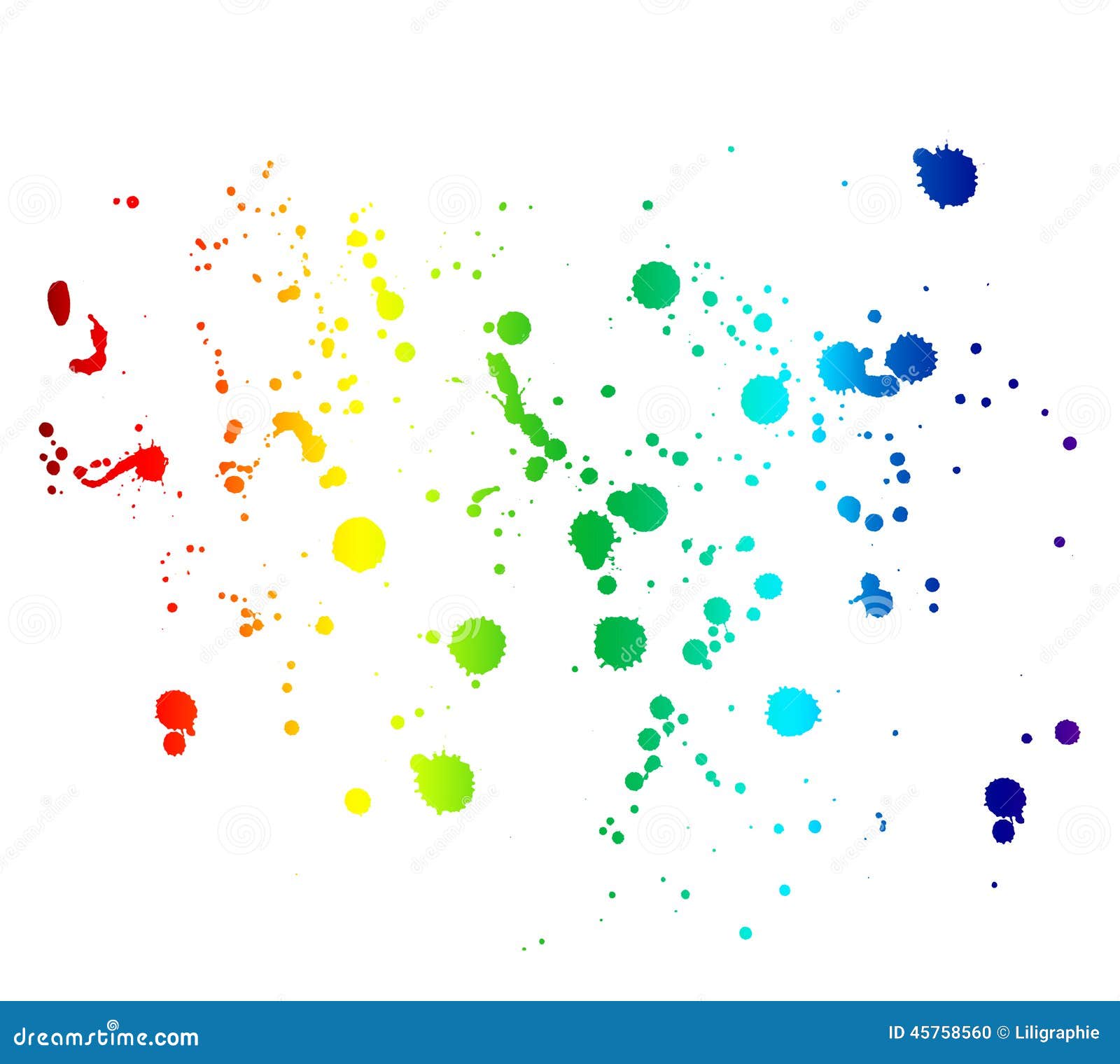 Rainbow Colored Ink Stains and Drops Isolated on White Stock Photo ...
