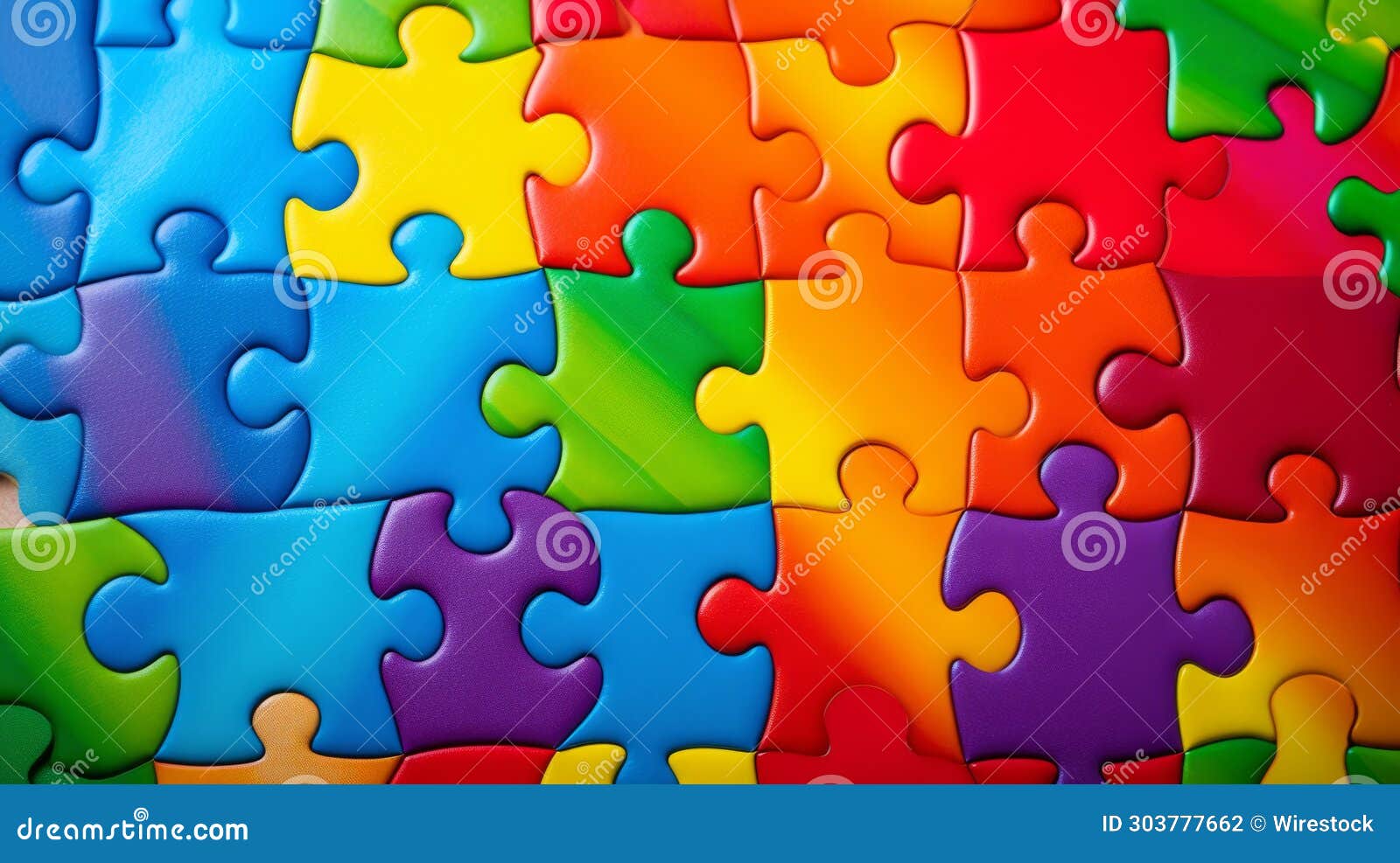 AI Illustration of a Creative Arrangement of Multicolored Jigsaw Puzzle ...