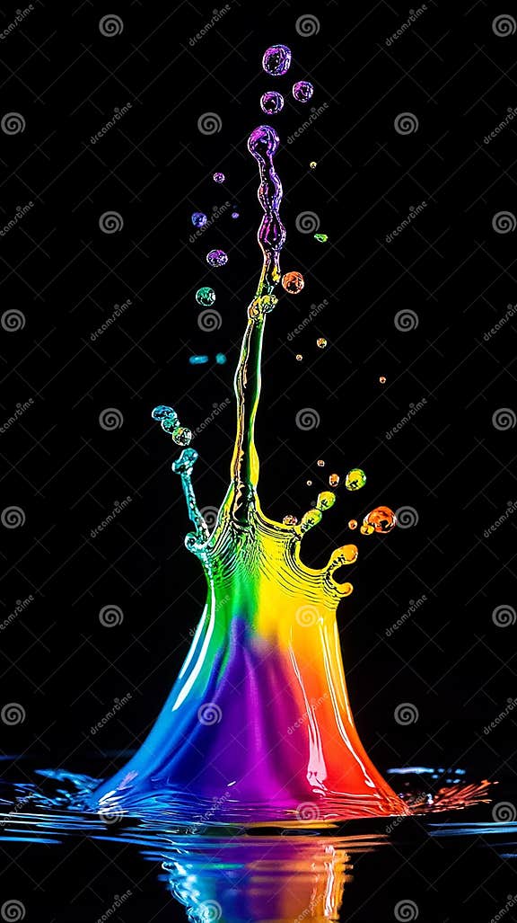 Rainbow-Colored Liquid Splash Stock Image - Image of sunset, colors ...