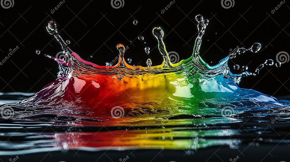 Rainbow-Colored Liquid Splash Stock Photo - Image of dreamlike, scenery ...