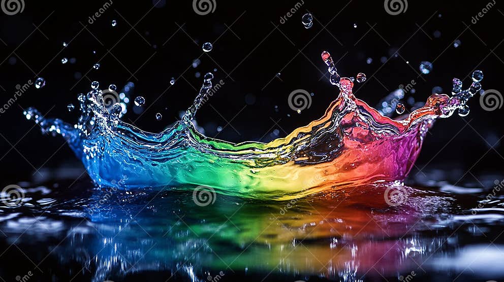 Rainbow-Colored Liquid Splash Stock Image - Image of serene, outdoor ...