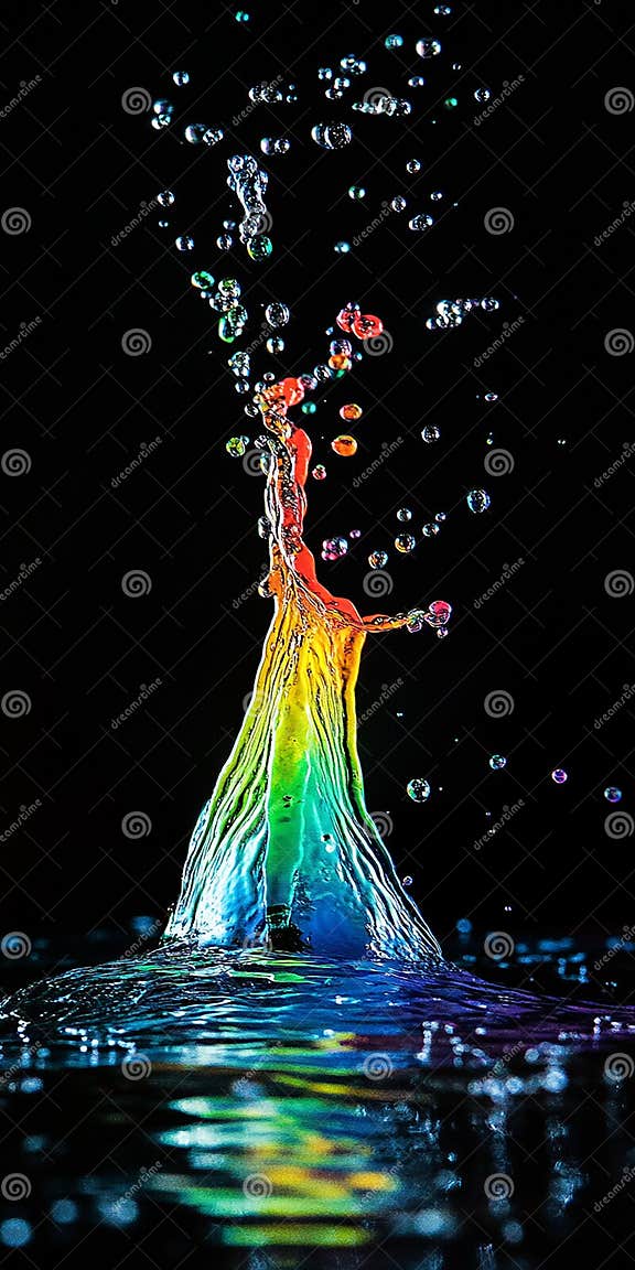 Rainbow-Colored Liquid Splash Stock Photo - Image of aigenerated ...