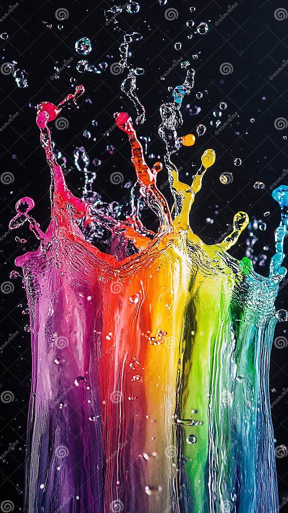 Rainbow-Colored Liquid Splash Stock Image - Image of landscape ...