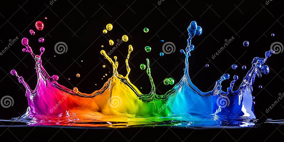 Rainbow-Colored Liquid Splash Stock Image - Image of horizon, sunrise ...