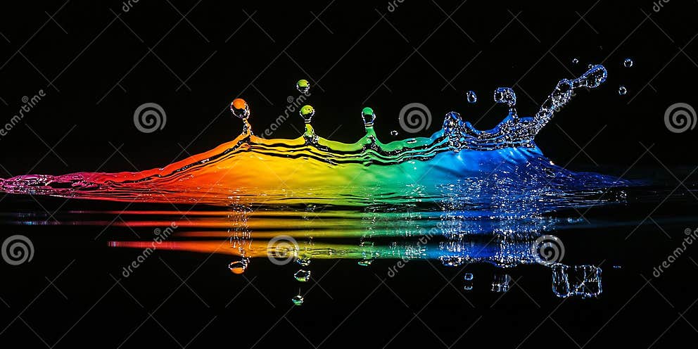 Rainbow-Colored Liquid Splash Stock Photo - Image of stunning, serene ...